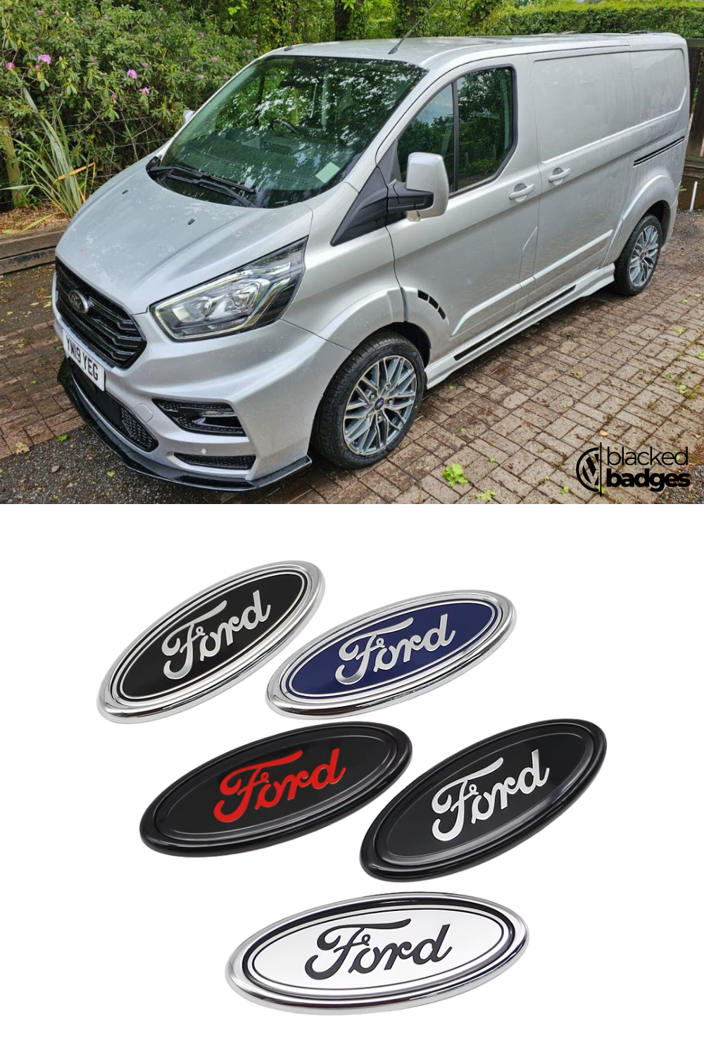 Ford Transit Custom Front + Rear Badges (2013 - 2025) – BlackedBadges